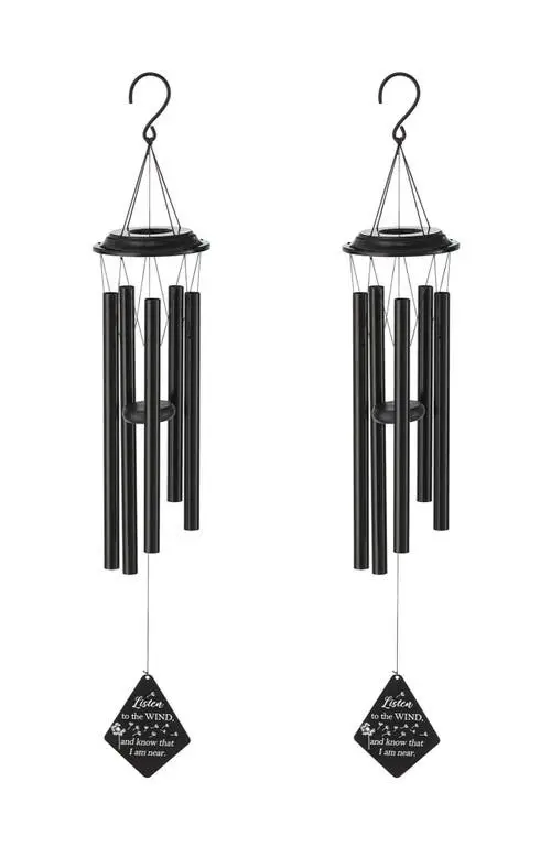 GLITZHOME Set Of 2 38"h Metal Windchime - Black