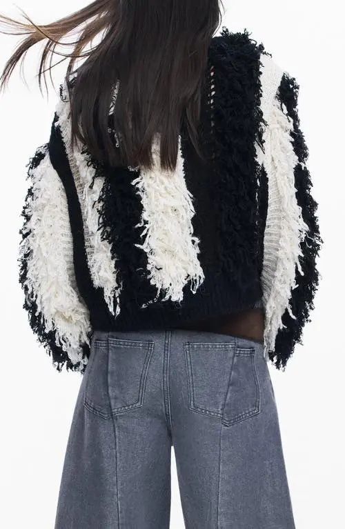 Desigual Striped Fringe Sweater