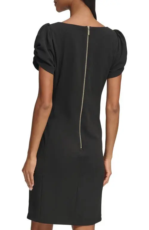 Karl Lagerfeld Paris Short Sleeve Crepe Sheath Dress - Black