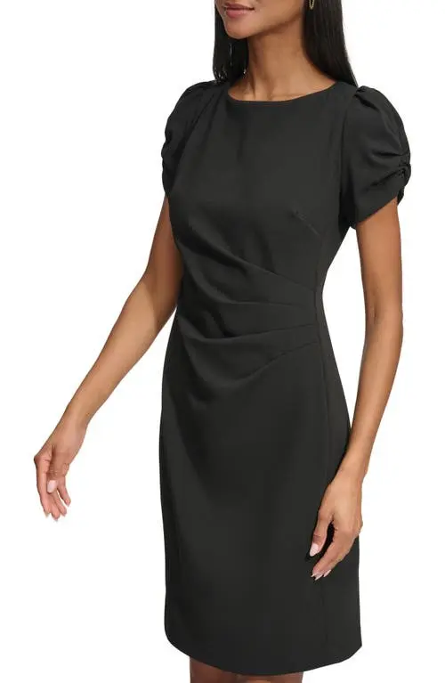 Karl Lagerfeld Paris Short Sleeve Crepe Sheath Dress - Black