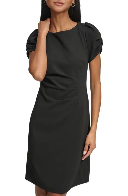 Karl Lagerfeld Paris Short Sleeve Crepe Sheath Dress - Black