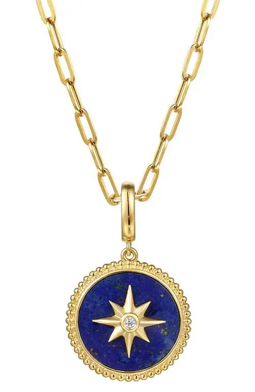 GABRIEL & CO. 14k Diamond & Lapis Lazuli Medallion Pendant