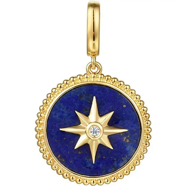 Gabriel & Co. 14k Diamond & Lapis Lazuli Medallion Pendant - Gold