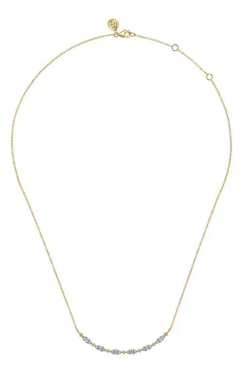 GABRIEL & CO. Diamond Curved Bar Pendant Necklace In 14k