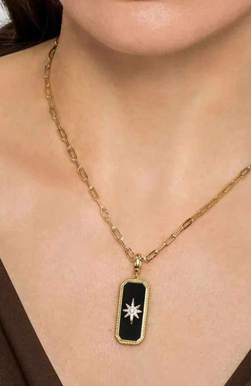 GABRIEL & CO. 14k Yellow Diamond & Onyx Medallion Pendant