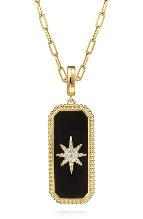 GABRIEL & CO. 14k Yellow Diamond & Onyx Medallion Pendant