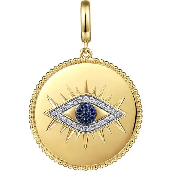 GABRIEL & CO. Diamond And Sapphire Evil Eye Charm - Gold