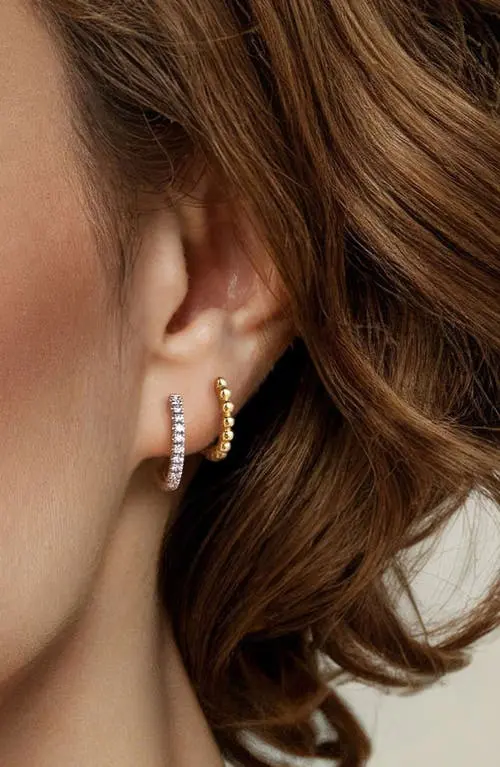 GABRIEL & CO. Diamond & Beaded Double Hoop Earrings