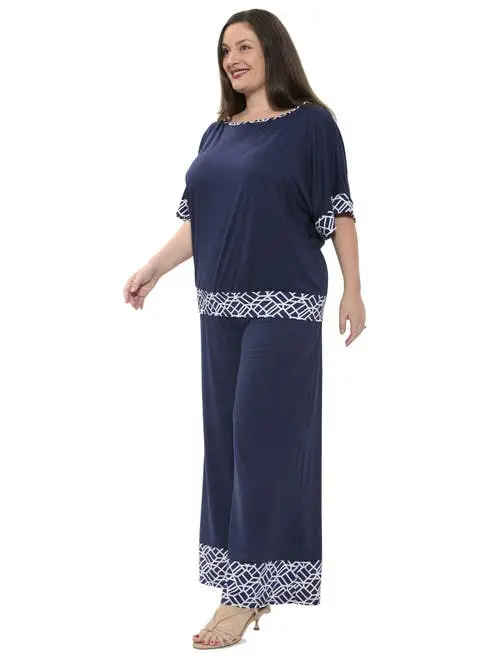 24SEVEN COMFORT APPAREL Boat Neck Dolman Sleeve Top And Wide Leg Pant Set