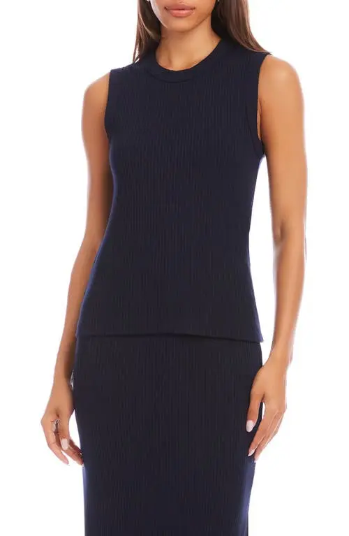 Karen Kane Ribbed Sweater Tank - Navy