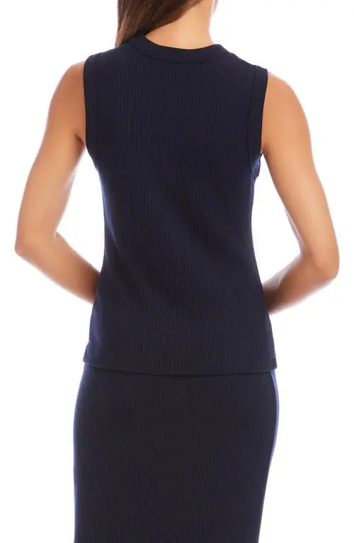 Karen Kane Ribbed Sweater Tank - Navy