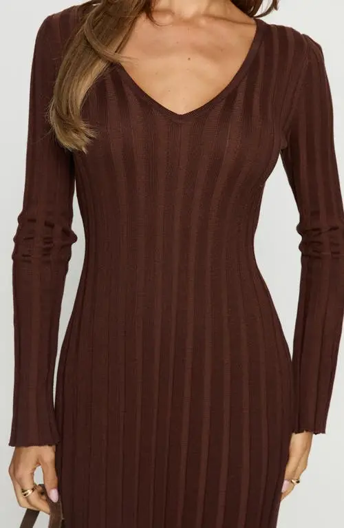 Princess Polly Gratuita Long Sleeve Rib Maxi Sweater Dress