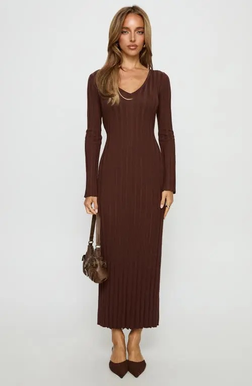 Princess Polly Gratuita Long Sleeve Rib Maxi Sweater Dress