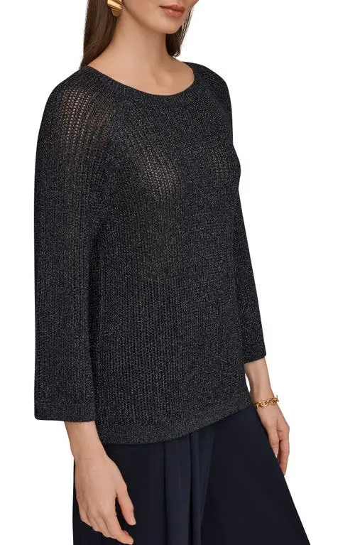 Donna Karan New York Metallic Sheer Sweater - Nightfall