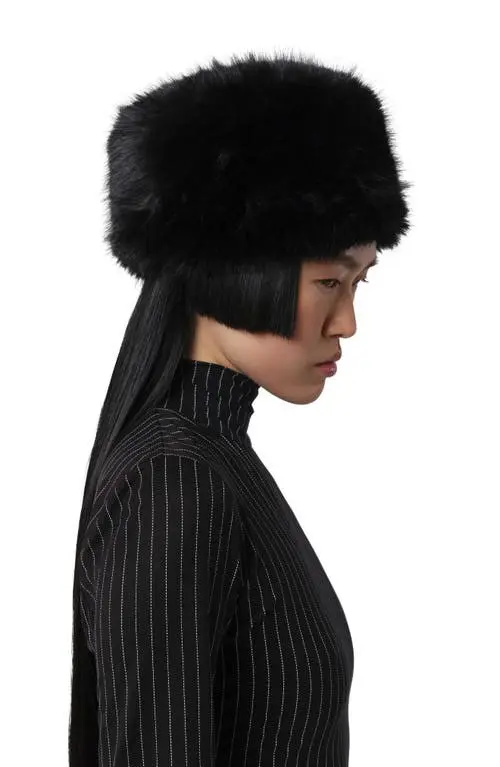 Apparis Margot Faux Fur Pillbox Hat - Noir