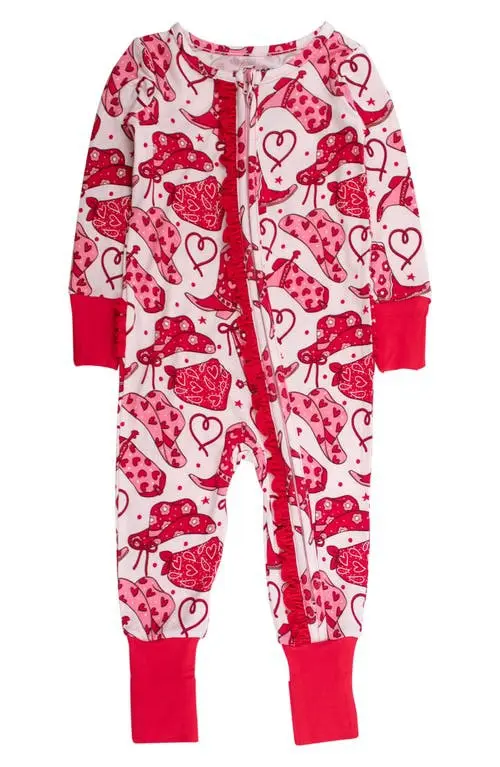 RUFFLEBUTTS Lasso Love Zip Convertible One-piece Pajamas - Pink