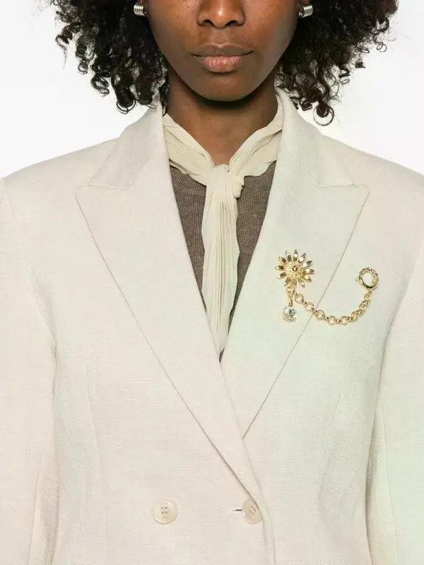 Maje Brooch-detail Blazer - Neutrals