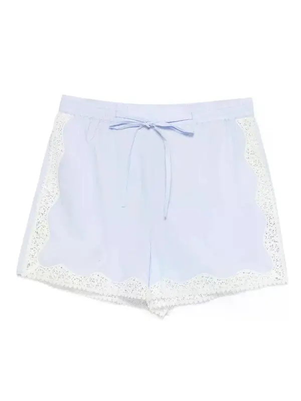 Sandro Lace Trimmed Wide-leg Shorts - Blue
