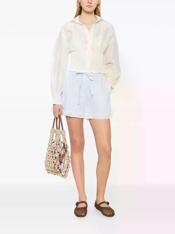 Sandro Lace Trimmed Wide-leg Shorts - Blue