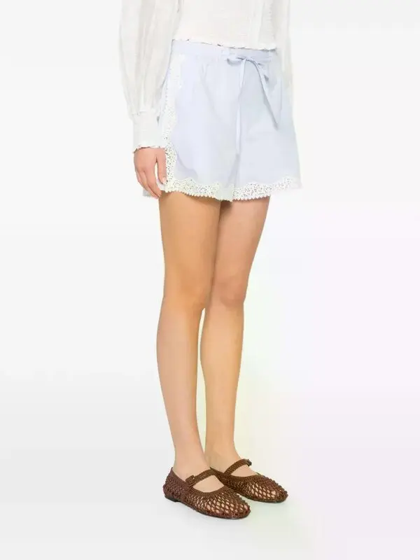 Sandro Lace Trimmed Wide-leg Shorts - Blue