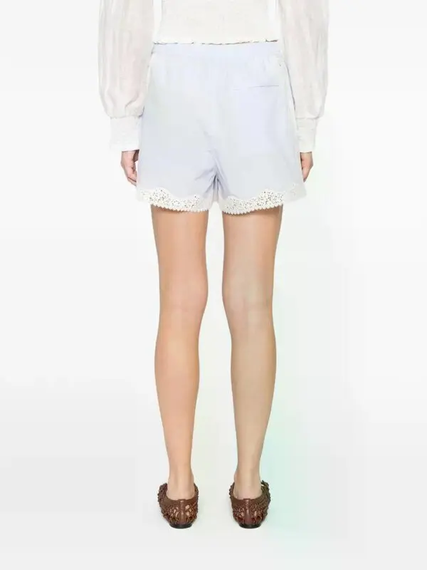 Sandro Lace Trimmed Wide-leg Shorts - Blue