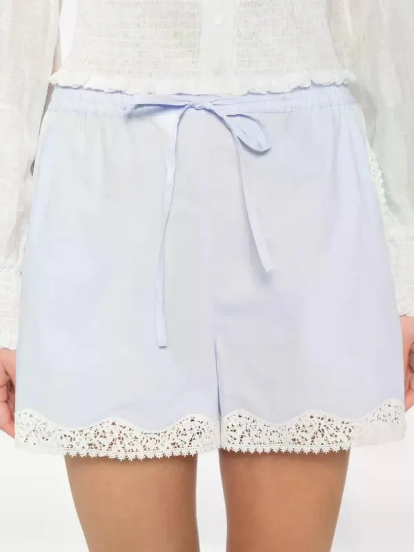 Sandro Lace Trimmed Wide-leg Shorts - Blue