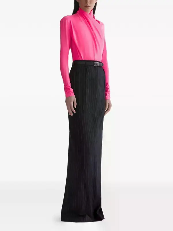 MUGLER Pinstripe Slit Maxi Skirt