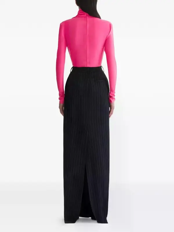 MUGLER Pinstripe Slit Maxi Skirt