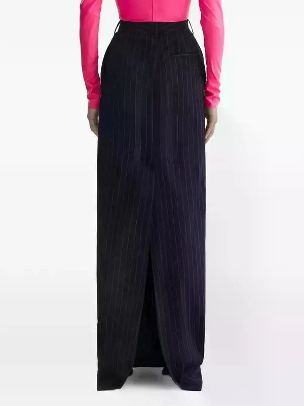 MUGLER Pinstripe Slit Maxi Skirt