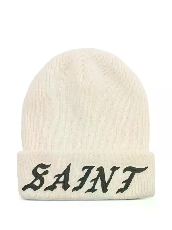 SAINT MXXXXXX Logo-appliqué Beanie Hat - White