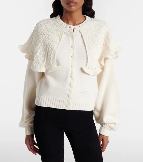 Chloé Ruffled Wool And Cashmere Cardigan