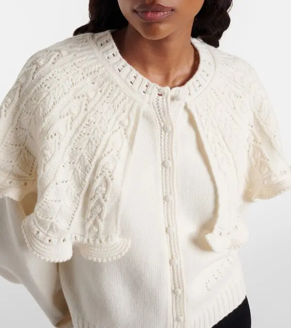 Chloé Ruffled Wool And Cashmere Cardigan