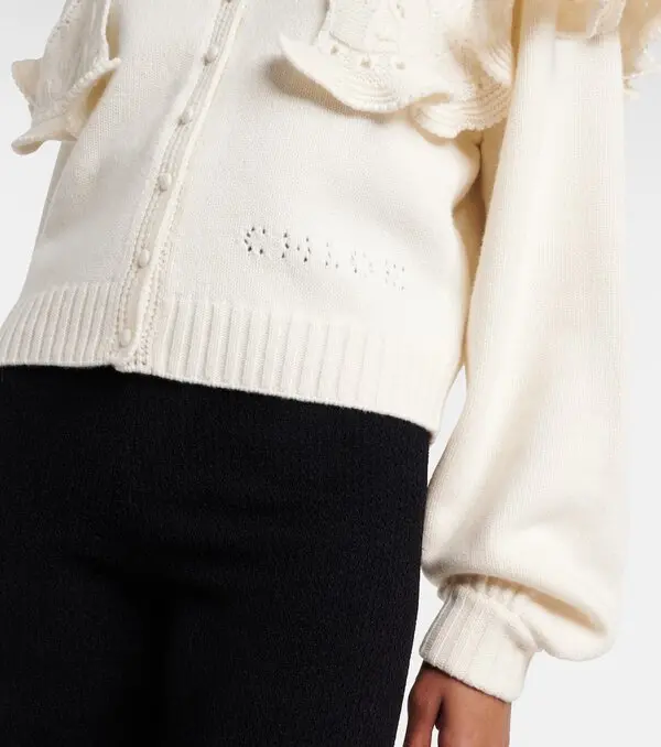 Chloé Ruffled Wool And Cashmere Cardigan