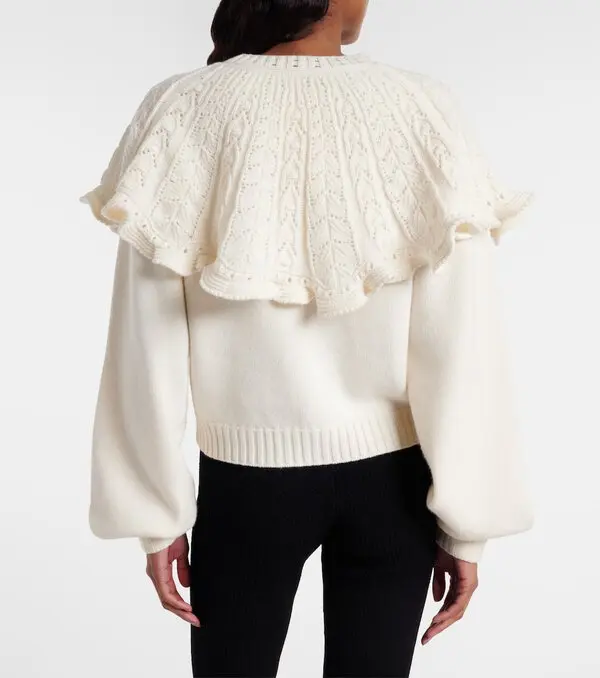Chloé Ruffled Wool And Cashmere Cardigan