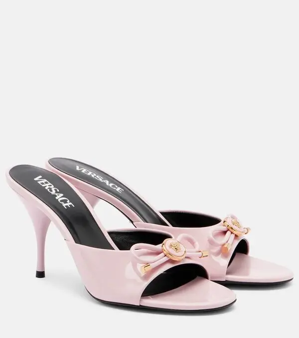 Versace Opera 85 Patent Leather Mules - Pink