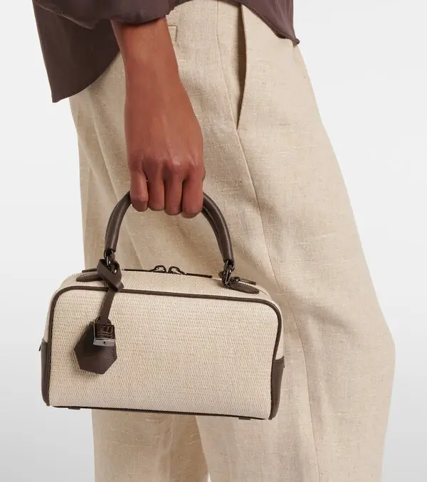 Brunello Cucinelli Leather-trimmed Top-handle Bag - Beige