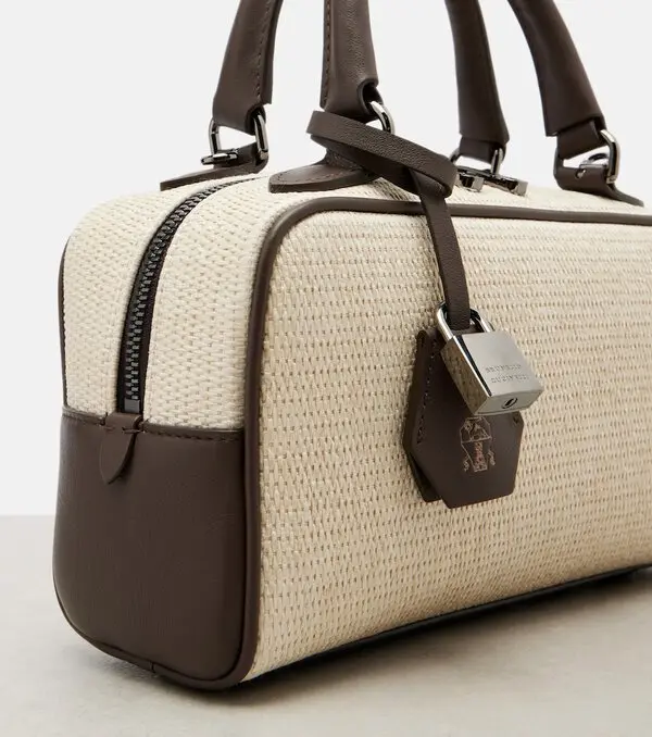 Brunello Cucinelli Leather-trimmed Top-handle Bag - Beige