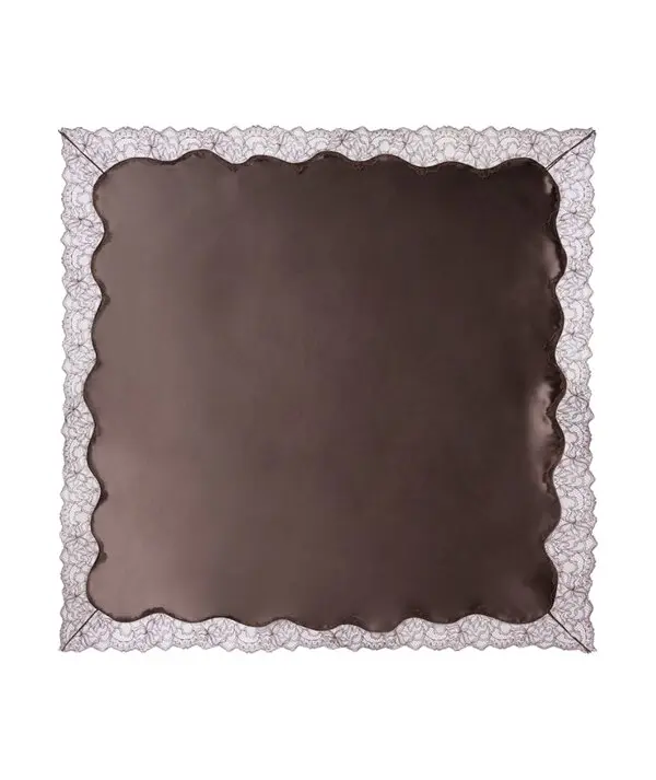 Magda Butrym Lace-trimmed Silk Satin Scarf - Brown