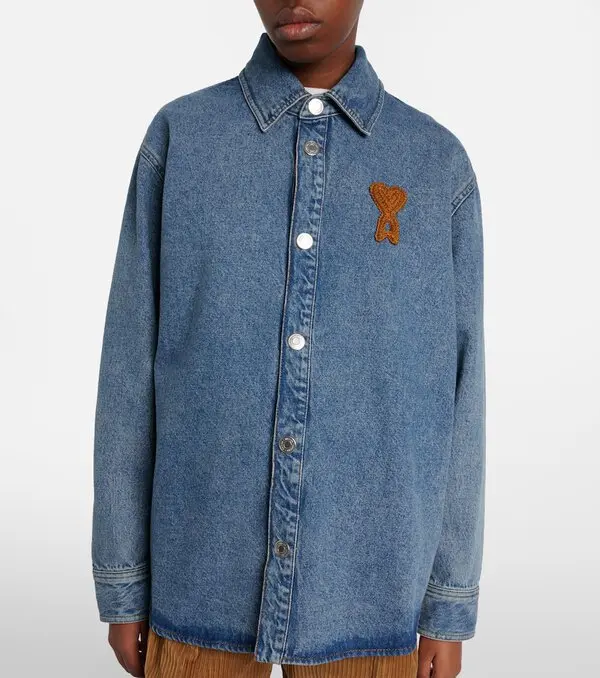 AMI Paris De Coeur Denim Shirt - Blue