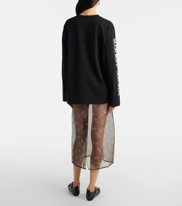Simone Rocha Floral Midi Skirt - Black