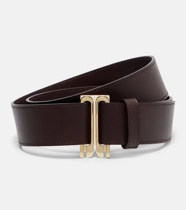 Victoria Beckham Dorian Leather Belt - Burgundy