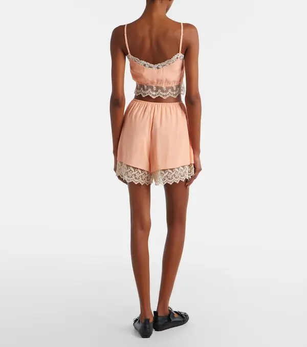 Simone Rocha Lace-trimmed Satin Shorts - Orange