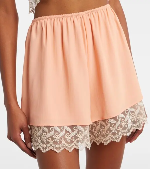 Simone Rocha Lace-trimmed Satin Shorts - Orange