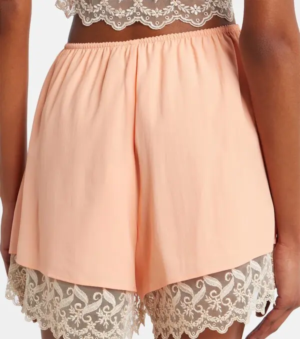 Simone Rocha Lace-trimmed Satin Shorts - Orange