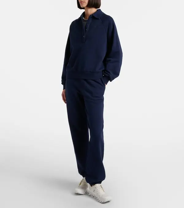 The Upside Elle Cotton Jersey Polo Sweater - Blue