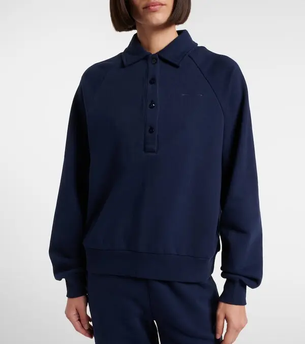 The Upside Elle Cotton Jersey Polo Sweater - Blue