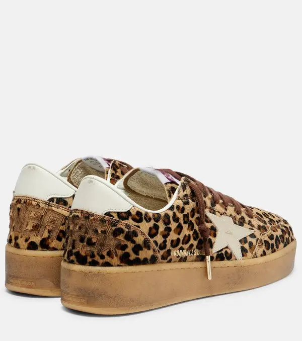 GOLDEN GOOSE Ball Star Printed Calf Hair Sneakers - Brown