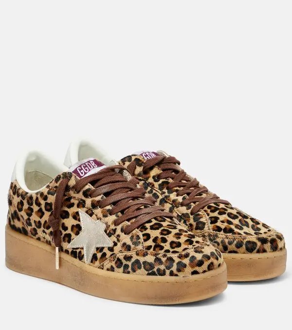 GOLDEN GOOSE Ball Star Printed Calf Hair Sneakers - Brown