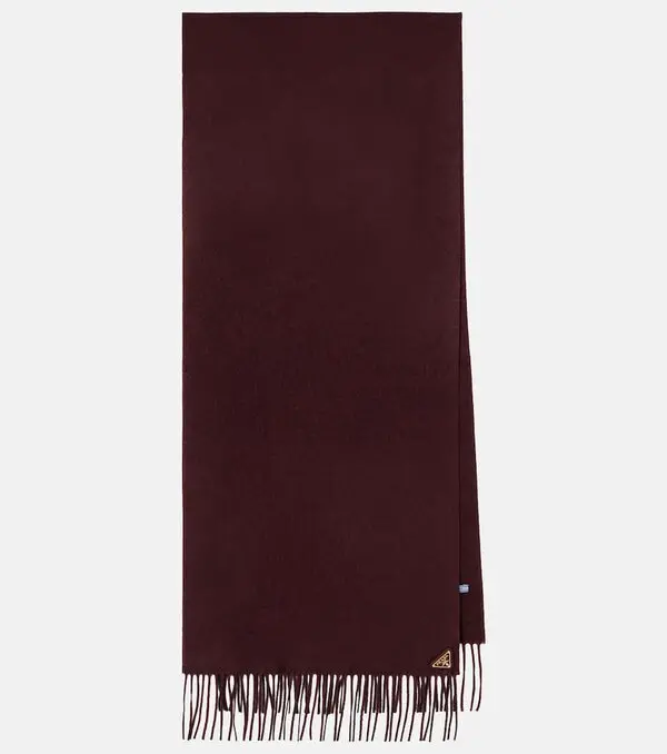 Prada Fringed Silk And Cashmere Scarf - Burgundy