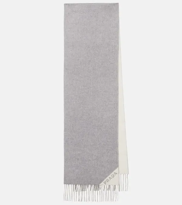 Prada Logo Cashmere Scarf - Grey